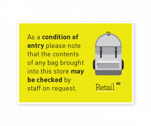 Security Signage - Bag Checks - Retail NZ